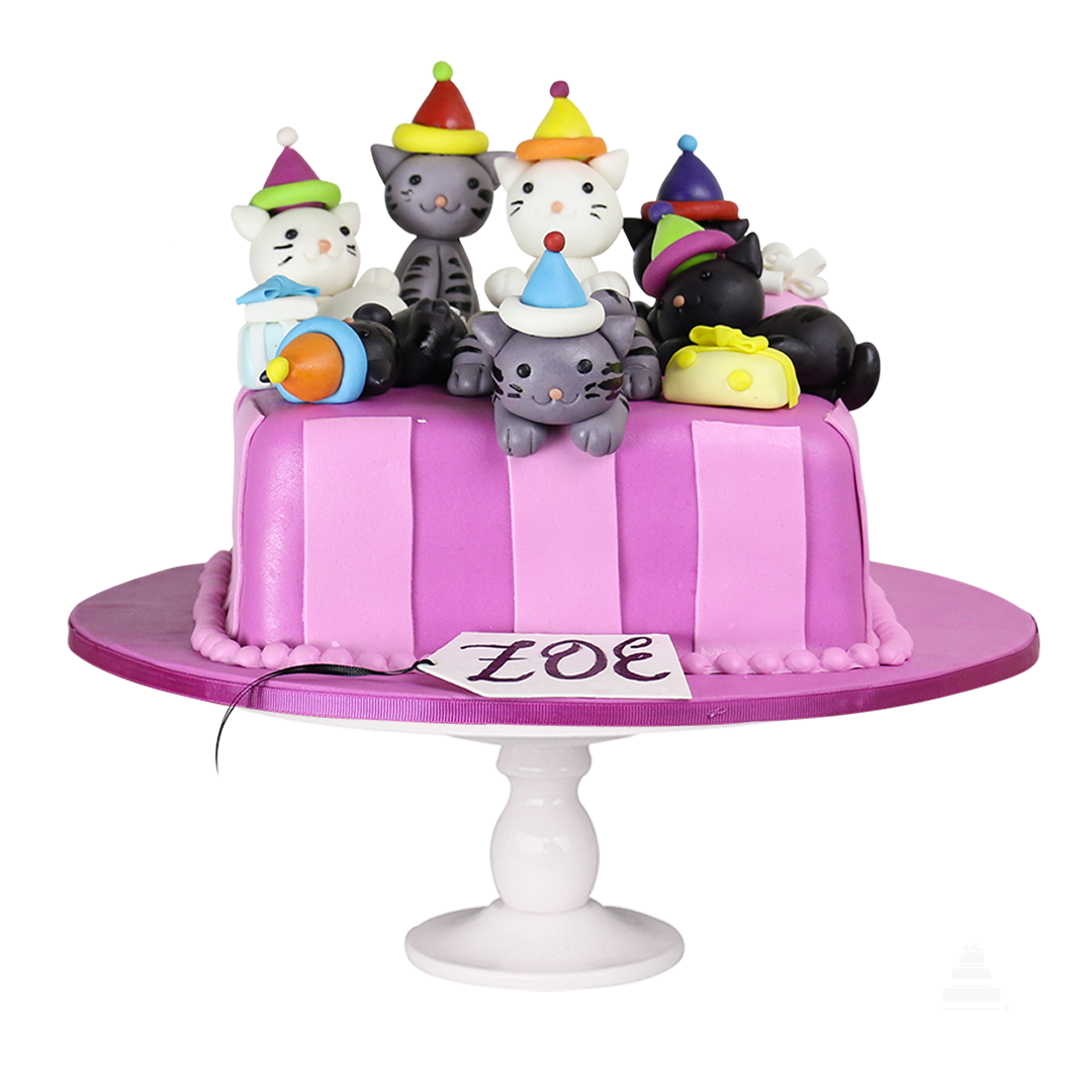 Cats Party - Pastel con figuras de fondant 3D de gatitos - – L Autrichienne