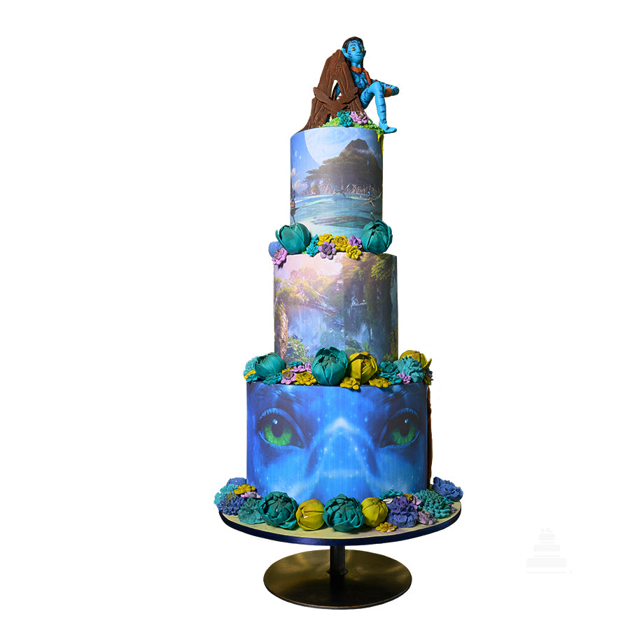 Avatar movie cake, pastel decorado de película Avatar con flores – L ...
