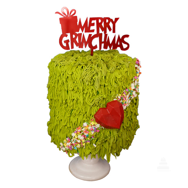 Furry Grinch Cake, pastel con caketopper Merry Grinchmas – L Autrichienne
