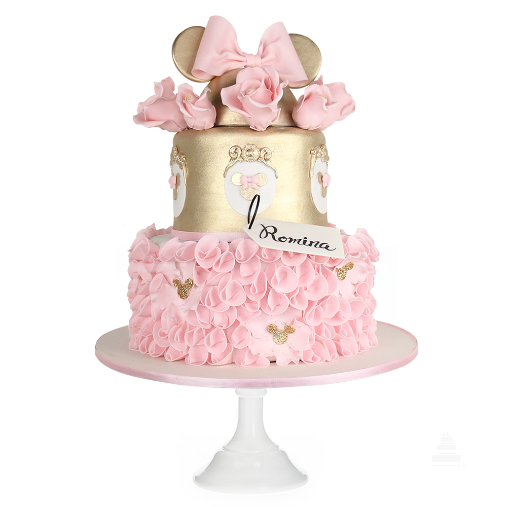 Minnie Mouse, Pastel con temática de Minnie Mouse rosa y dorado – L ...